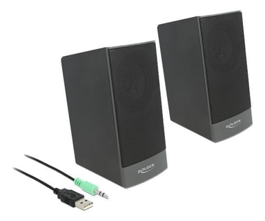 Delock Stereo 2.0 PC Speaker with 3.5 mm stereo jack male and USB powe ...