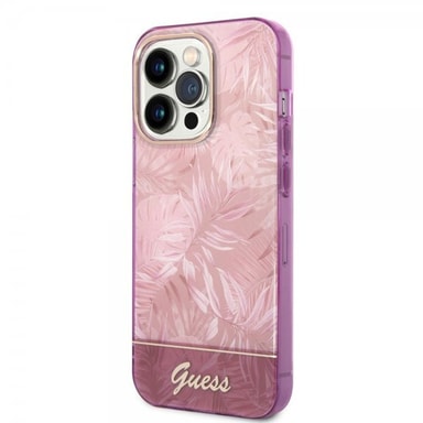 Guess iPhone 14 Pro Max Cover Jungle Lyserød | Elgiganten