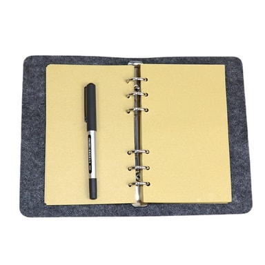 A6 Ringbind i filt med 80 ark papir Fox Grå | Elgiganten