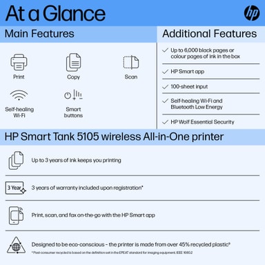 HP Smart Tank 5105 AIO inkjet printer | Elgiganten | Elgiganten