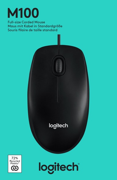 Logitech M100 mus med ledning (sort) | Elgiganten | Elgiganten