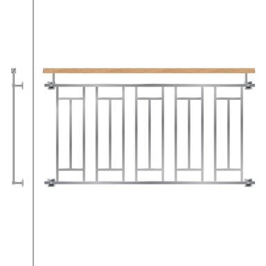 Fransk altan gelænder bar gelænder i rustfrit stål 156x90 cm træ-finish ...