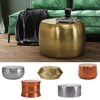 WOMO-DESIGN sofabord stuebord sofabord aluminium Ø 60x30,5 cm sølv ...