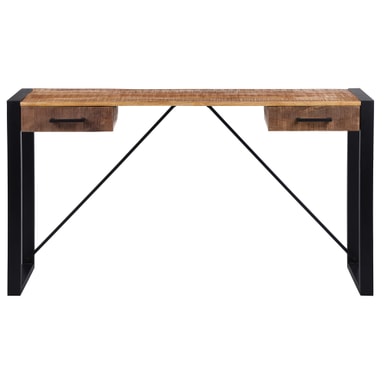 WOMO-DESIGN® konsol bord med 2 skuffer 140x40 cm Natural Black Solid ...