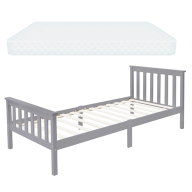 Seng med lamelramme 90x200 cm Lysegrå fyrretræ ML-Design | Elgiganten