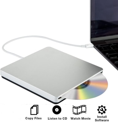 Ekstern CD- og DVD-afspiller optisk drev USB-C Silver | Elgiganten ...