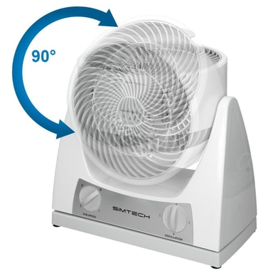 Tabel ventilator blæser stå fan fan luft 40W 3 trin Hvid Simtech ...