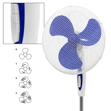 Stand Fan Gulv Ventilator Ventilator Oscillerende fan 45W Hvid Blå ...