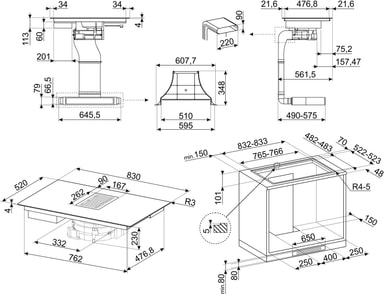 Smeg kogeplade med integreret emhætte HOBD482D | Elgiganten | Elgiganten