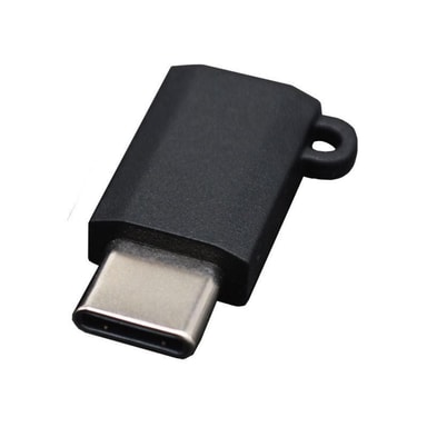 Micro USB hun til USB-C han - med rem - sort | Elgiganten
