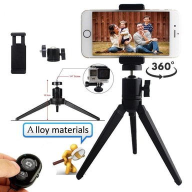 Stativ - stativ med fjernbetjening til mobil og kamera - aluminium ...