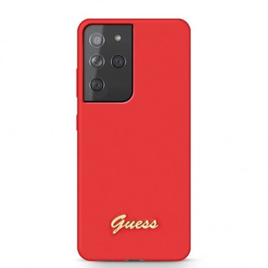 Guess Samsung Galaxy S21 Ultra Cover Metal Logo Rød | Elgiganten