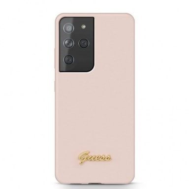 Guess Samsung Galaxy S21 Ultra Cover Metal Logo Lyserød | Elgiganten