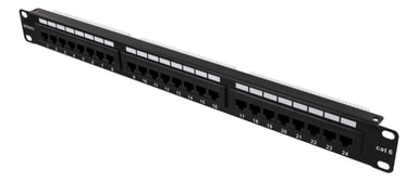 deltaco UTP patch panel 24xRJ45 Cat6 Krone blocks 1U 19"" labels ...