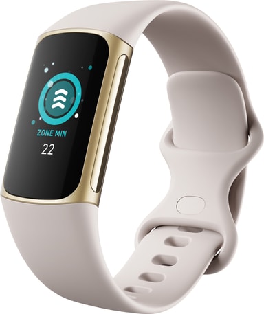 Fitbit Charge 5 aktivitetsmåler (lunar white/soft gold) | Elgiganten