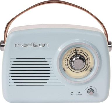 Madison retro radio m. Bluetooth, lyseblå | Elgiganten | Elgiganten