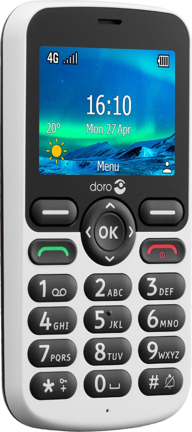 Doro 5861 mobiltelefon (hvid/sort) | Elgiganten