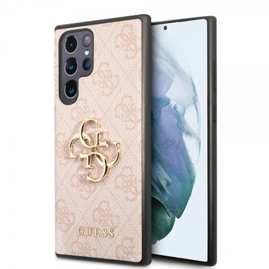 Guess Samsung Galaxy S22 Ultra Cover 4G Logo Lyserød | Elgiganten