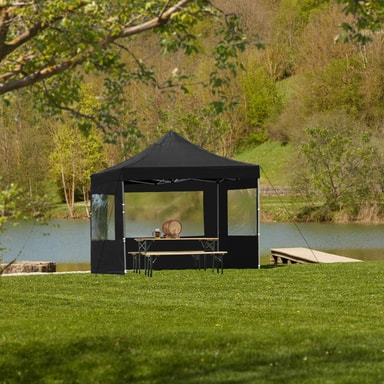 Easy up pavillon Olivia 3x3 m med 4 sidestykker - sort | Elgiganten