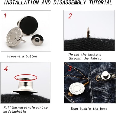 Aftagelige jeansknapper 10-pak Sølv Perfekt pasform knap | Elgiganten