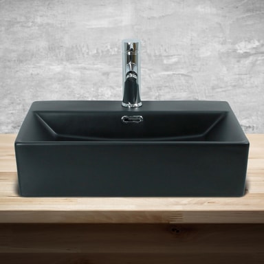 ML design | Design vask, badeværelse 510x360 mm firkantet, mat sort ...