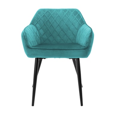 ML-Design Sæt med 6x Petroleum spisebordsstole - sorte metalben ...