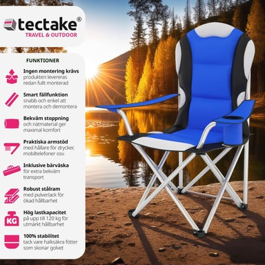 2 Campingstole polstret - blå | Elgiganten
