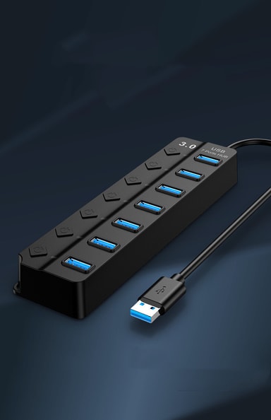 USB splitter USB 3.0 hub 5 Gbps 7-ports individuelle LED tænd/sluk ...