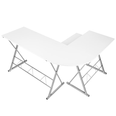 Kombineret skrivebord og computerbord til hjørne - hvid | Elgiganten