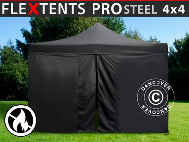 Foldetelt FleXtents PRO Steel 4x4m Sort, Brandhæmmende, | Elgiganten ...