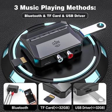 NÖRDIC Bluetooth Modtager 5.3 RCA 3.5mm AUX med NFC MicroSD Kort USB ...